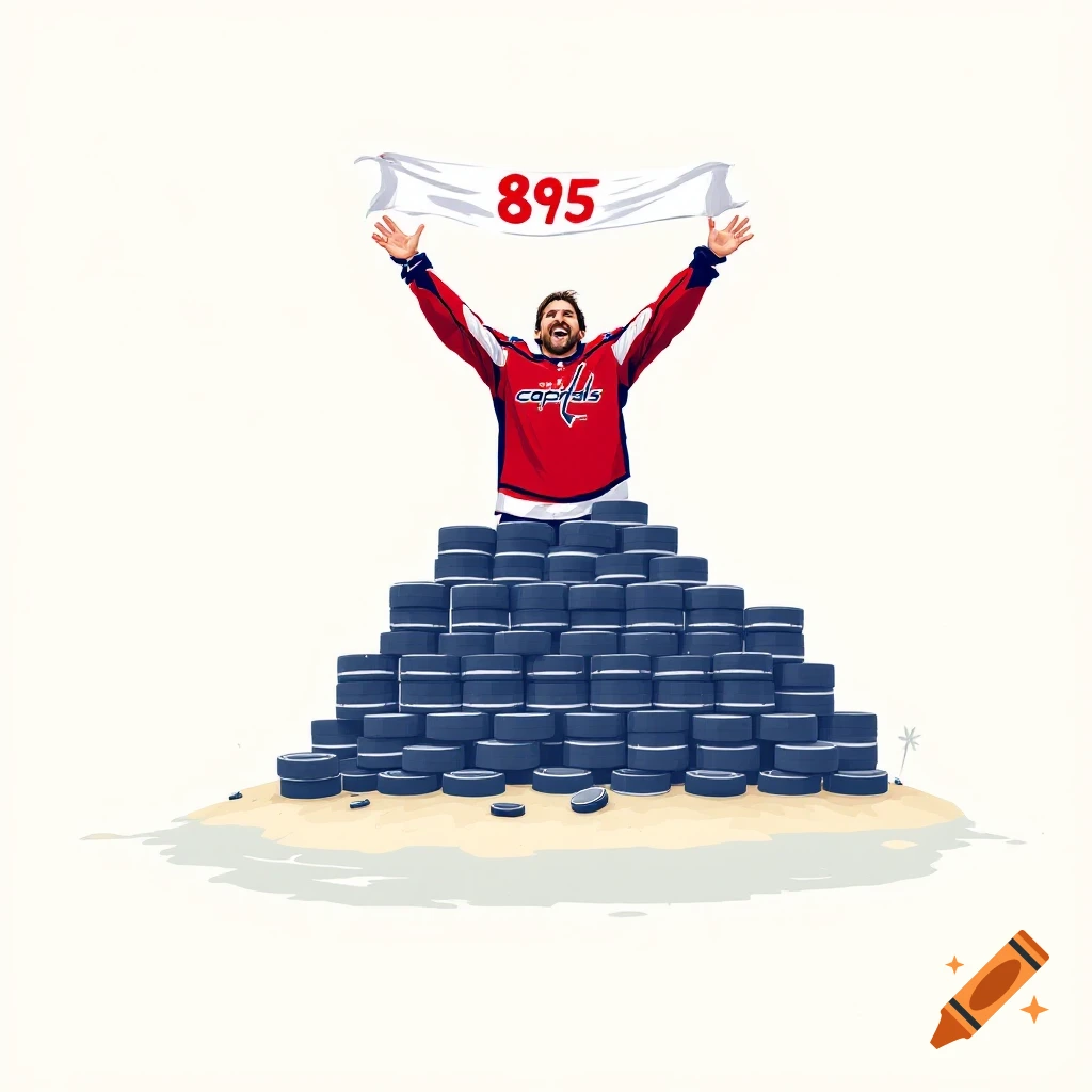 Alexander Ovechkin celebrates record with hockey puck pyramid on Craiyon