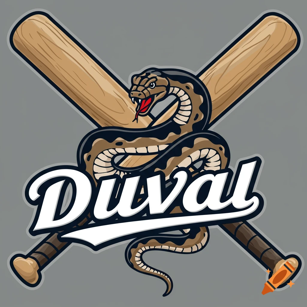 Diamondback snake baseball team logo with DUVAL text on Craiyon
