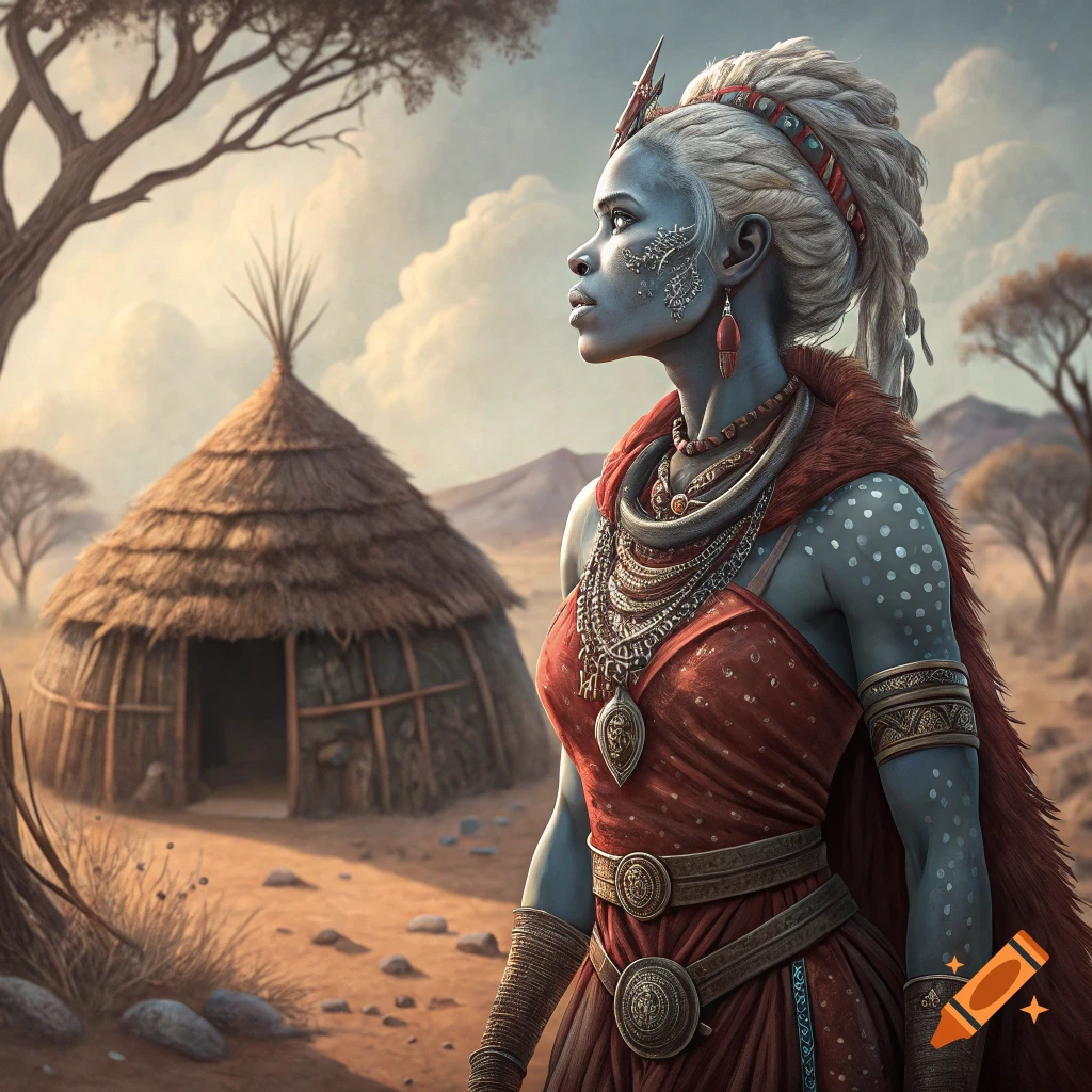 Elsa from Frozen as a Himba woman in Kaokoveld, Namibia on Craiyon