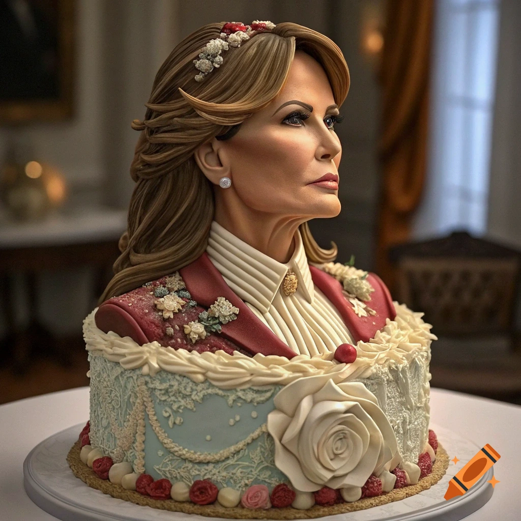 Realistic cake replica of Melania Trump on Craiyon