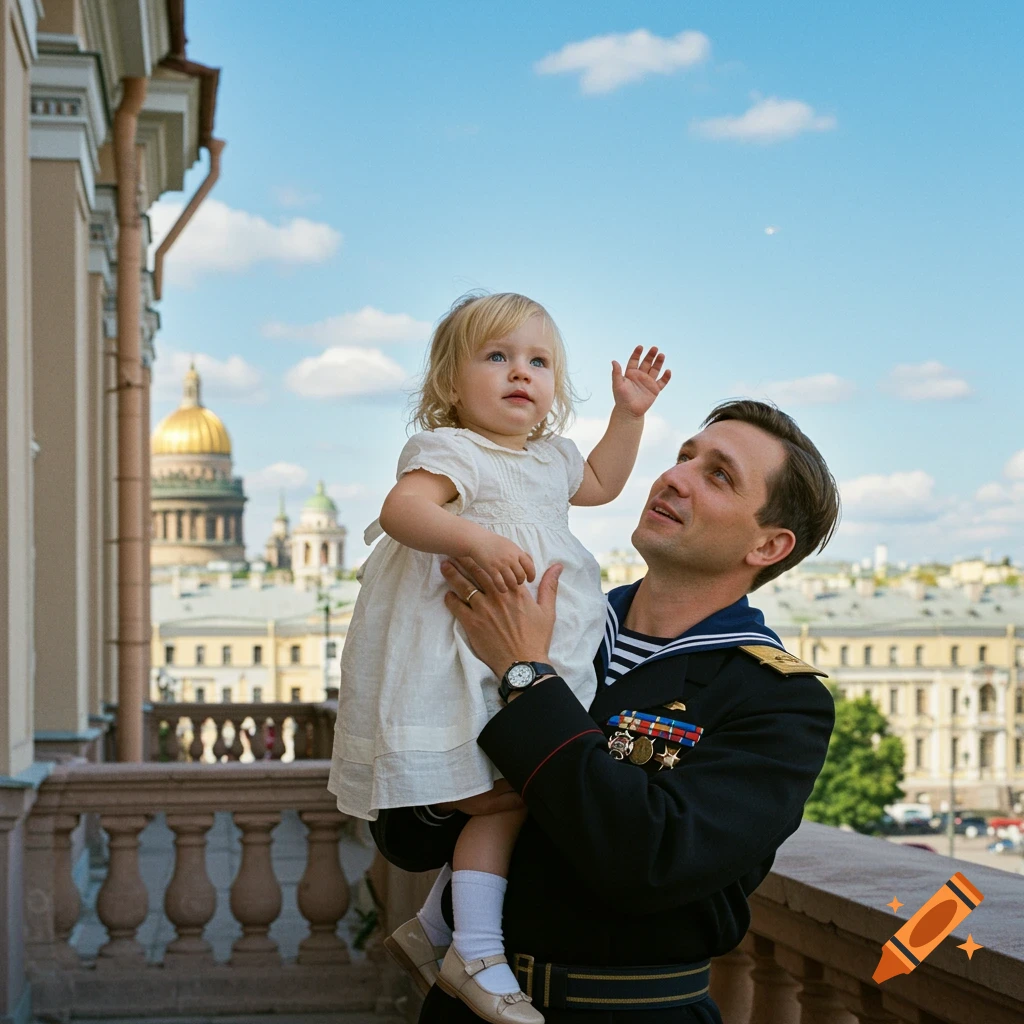 Royal Russian little girl on balcony with her dad, paparazzi photo on ...