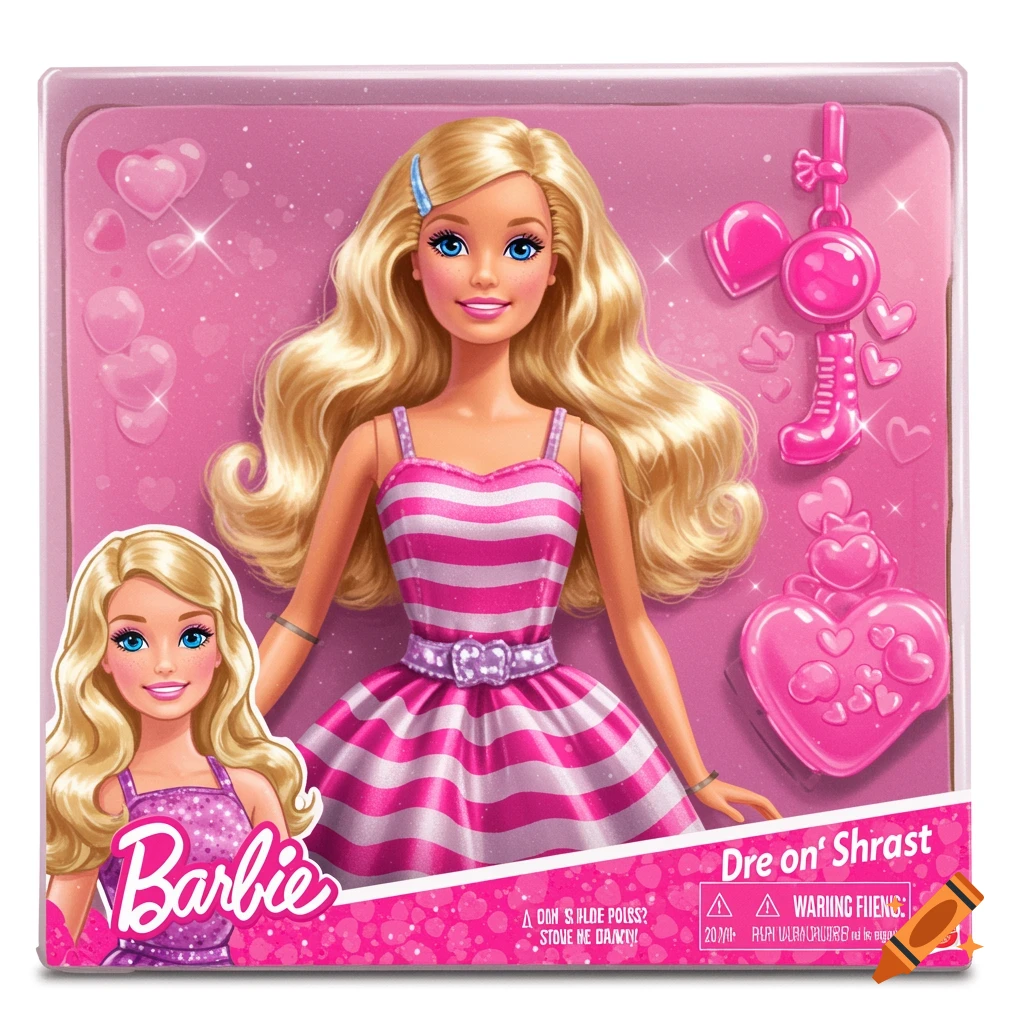 Barbie-style doll in a protective box on Craiyon