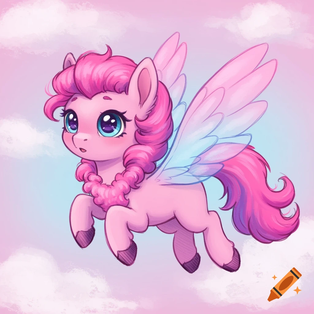 Cute sketch of a baby pegasus colt with flame hair and red wing tips ...