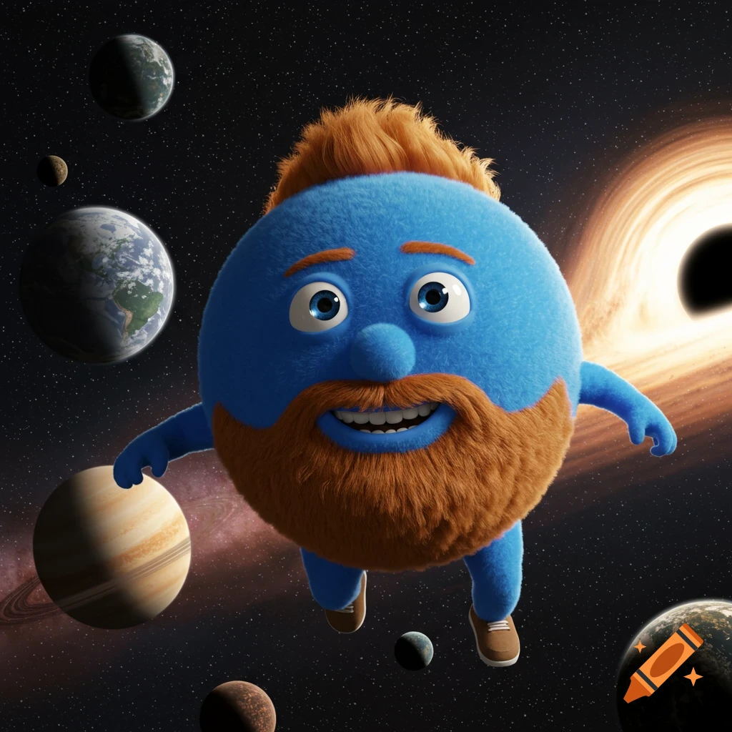 Hyper-realistic blue CaseOh rolling through the universe on Craiyon