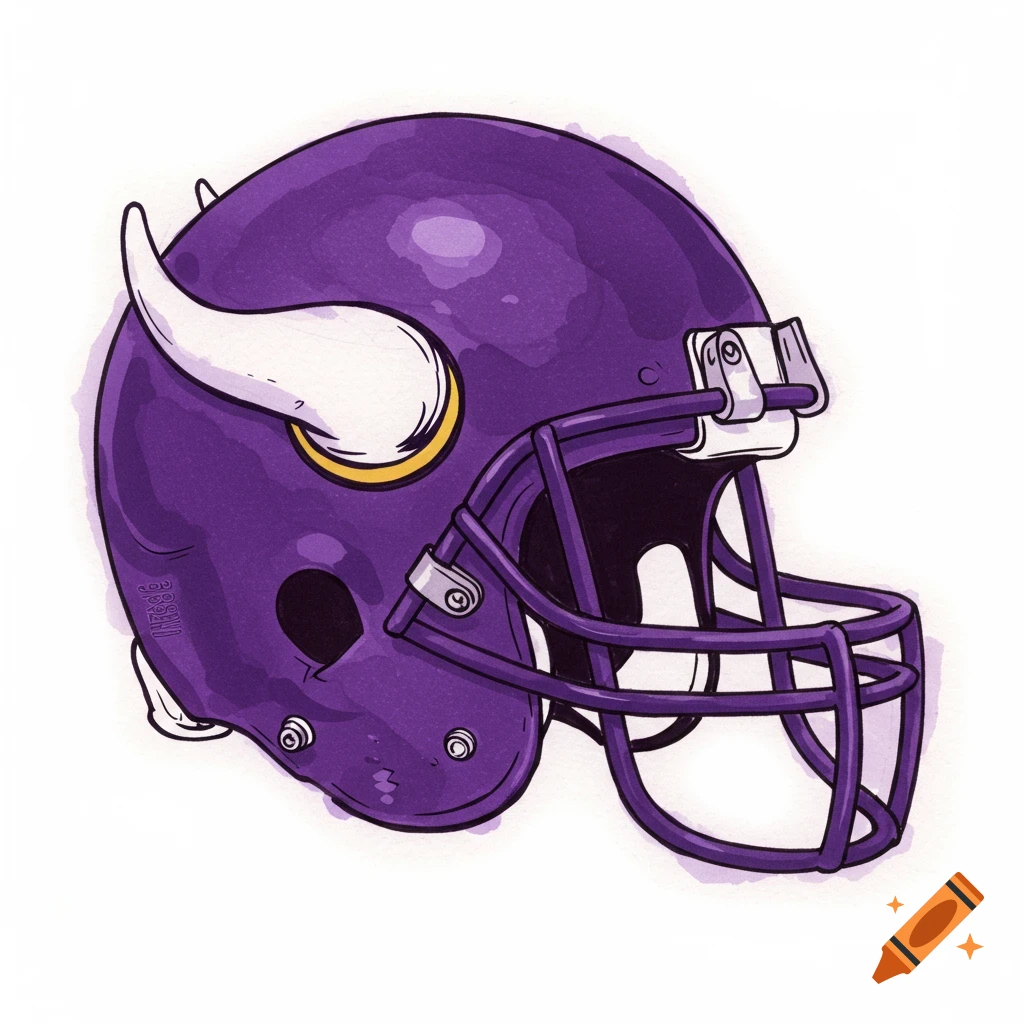 A large, purple Pac-Man style Minnesota Vikings helmet with a wide-open ...
