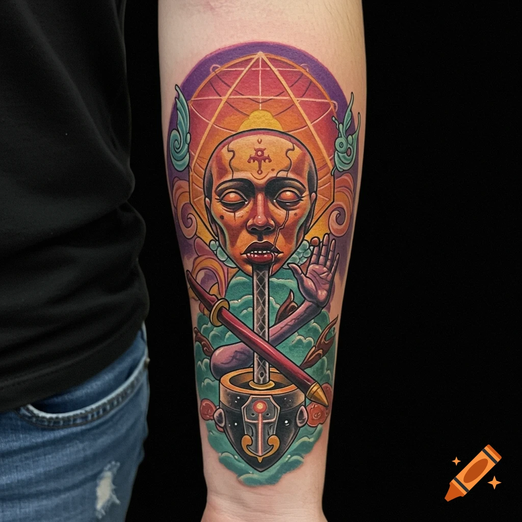 Sleep Token Euclid tattoo on forearm on Craiyon