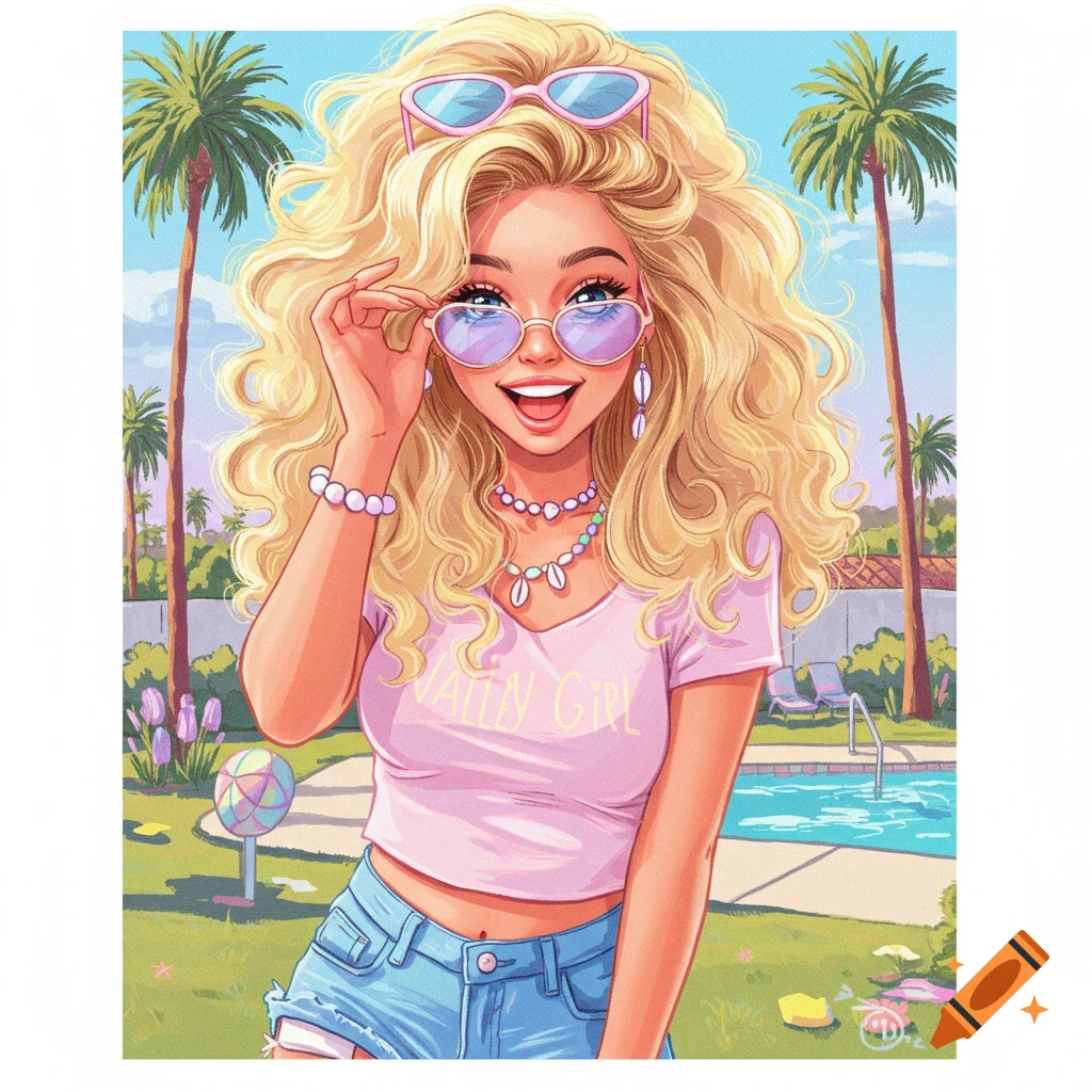 Valley girl aesthetic on Craiyon