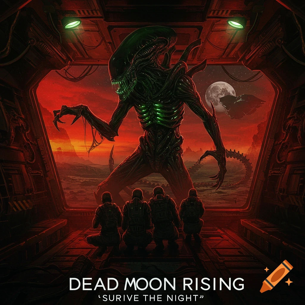 Poster art for Sci-Fi horror RPG Dead Moon Rising, inspired by Aliens ...