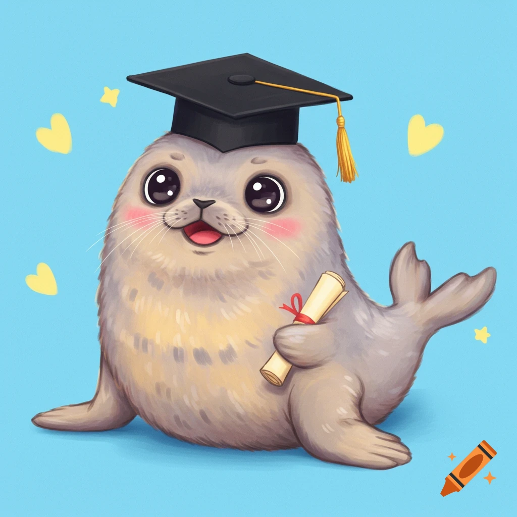 Cartoon blue fish Dory wearing a graduation cap and smiling on Craiyon