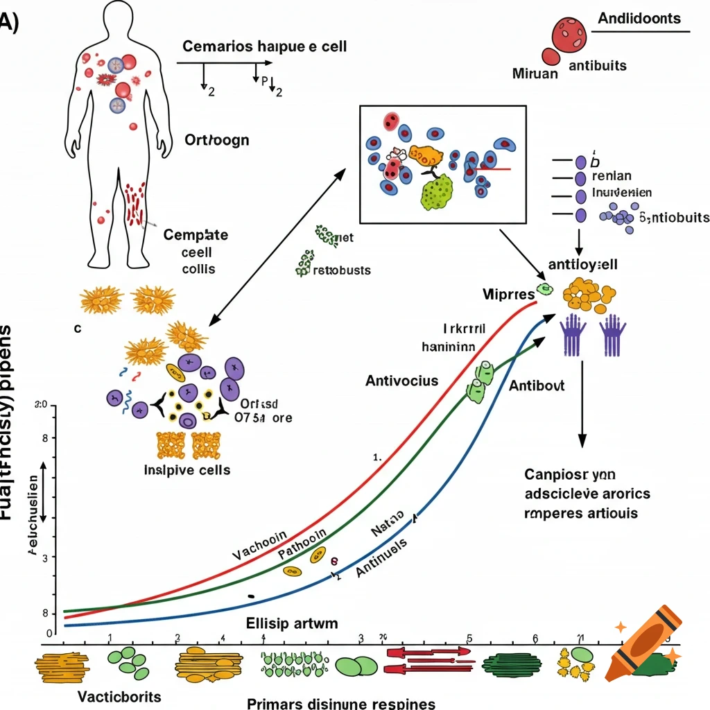 Graph depicting immune response after pathogen exposure in a vaccinated ...
