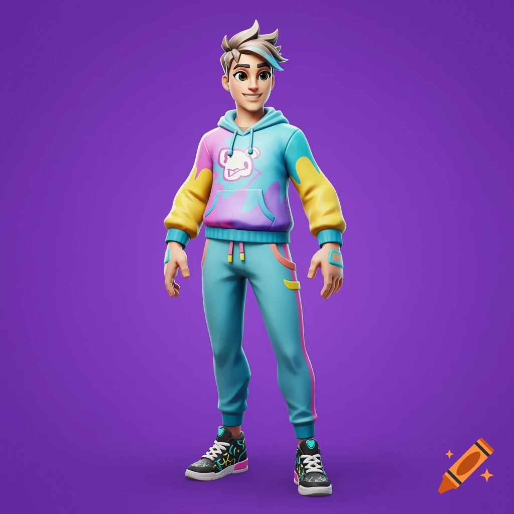Fortnite-style character resembling Soulja Boy in a colorful hoodie ...