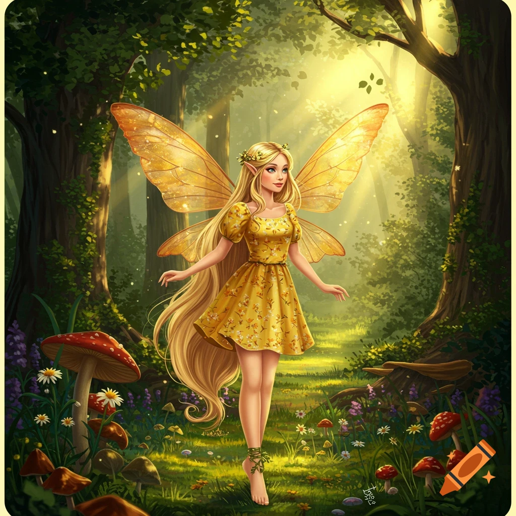 Fairy girls in a garden on Craiyon