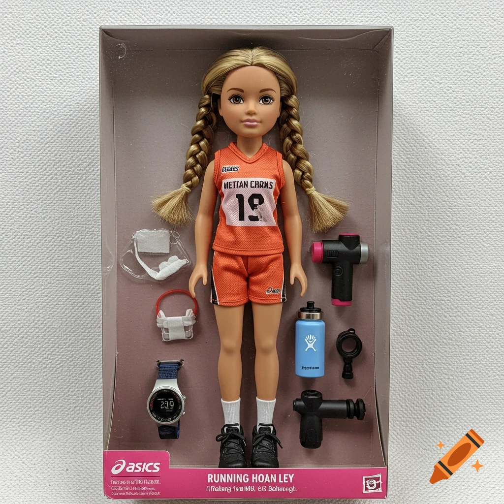 Collectible doll figurine with track jersey and running shoes on Craiyon