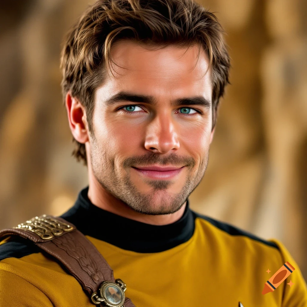 Chris Pine and Brendan Fraser portrait, late 20s, brown hair, green ...