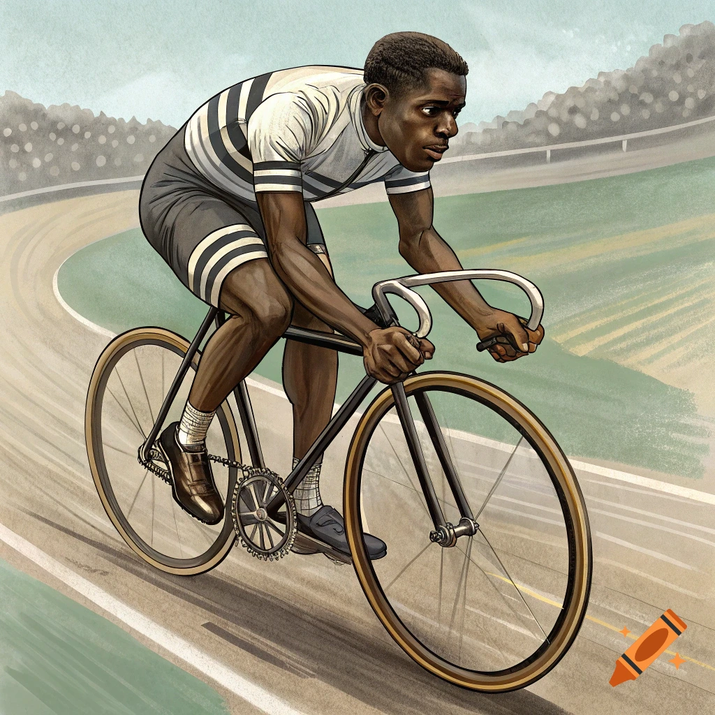 Major Taylor, the pioneering African American cyclist on Craiyon