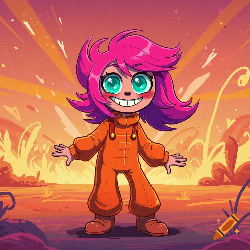 Colorful cartoon character on Craiyon