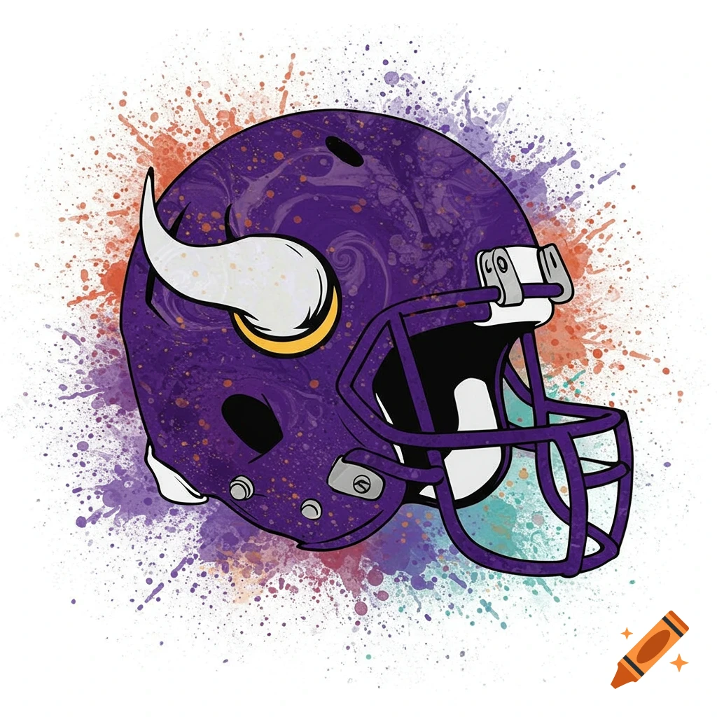 Artistic rendering of a purple Minnesota Vikings helmet on Craiyon