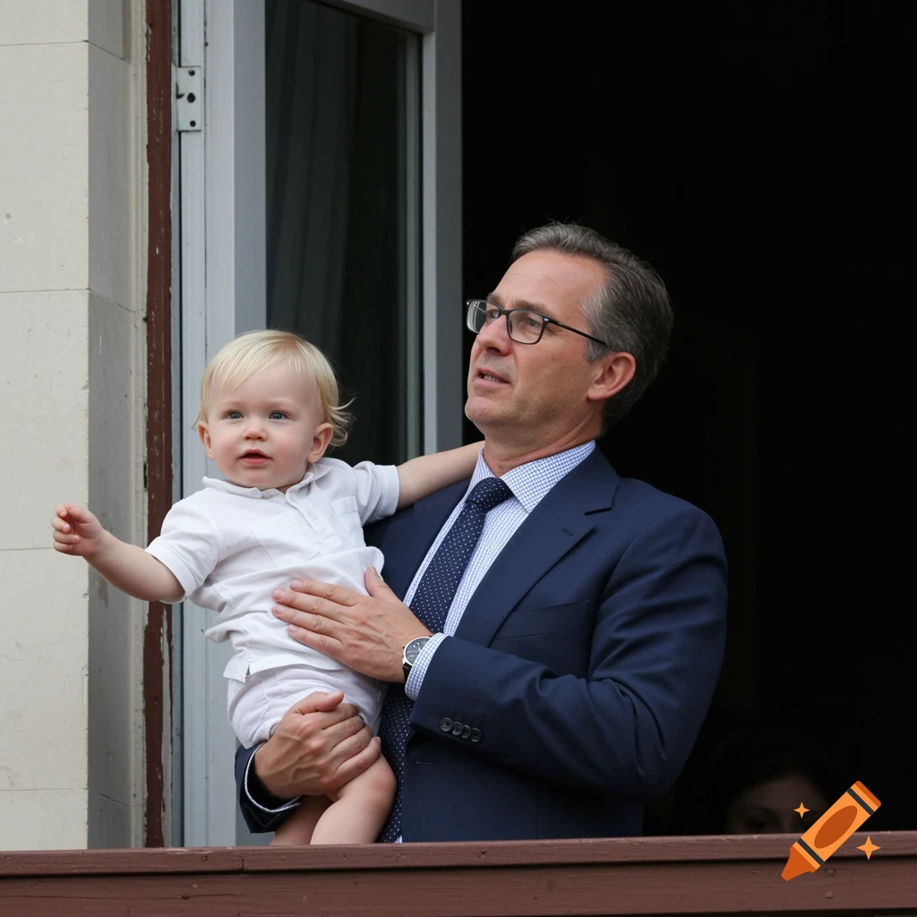 Royal Russian boy and dad on balcony, looking up in paparazzi photo on ...