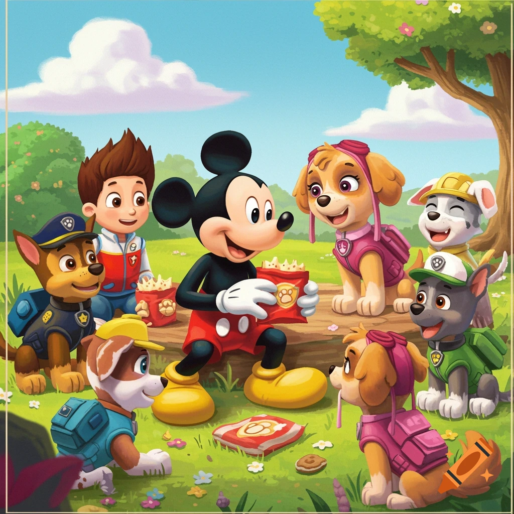 Mickey Mouse and Paw Patrol on Craiyon