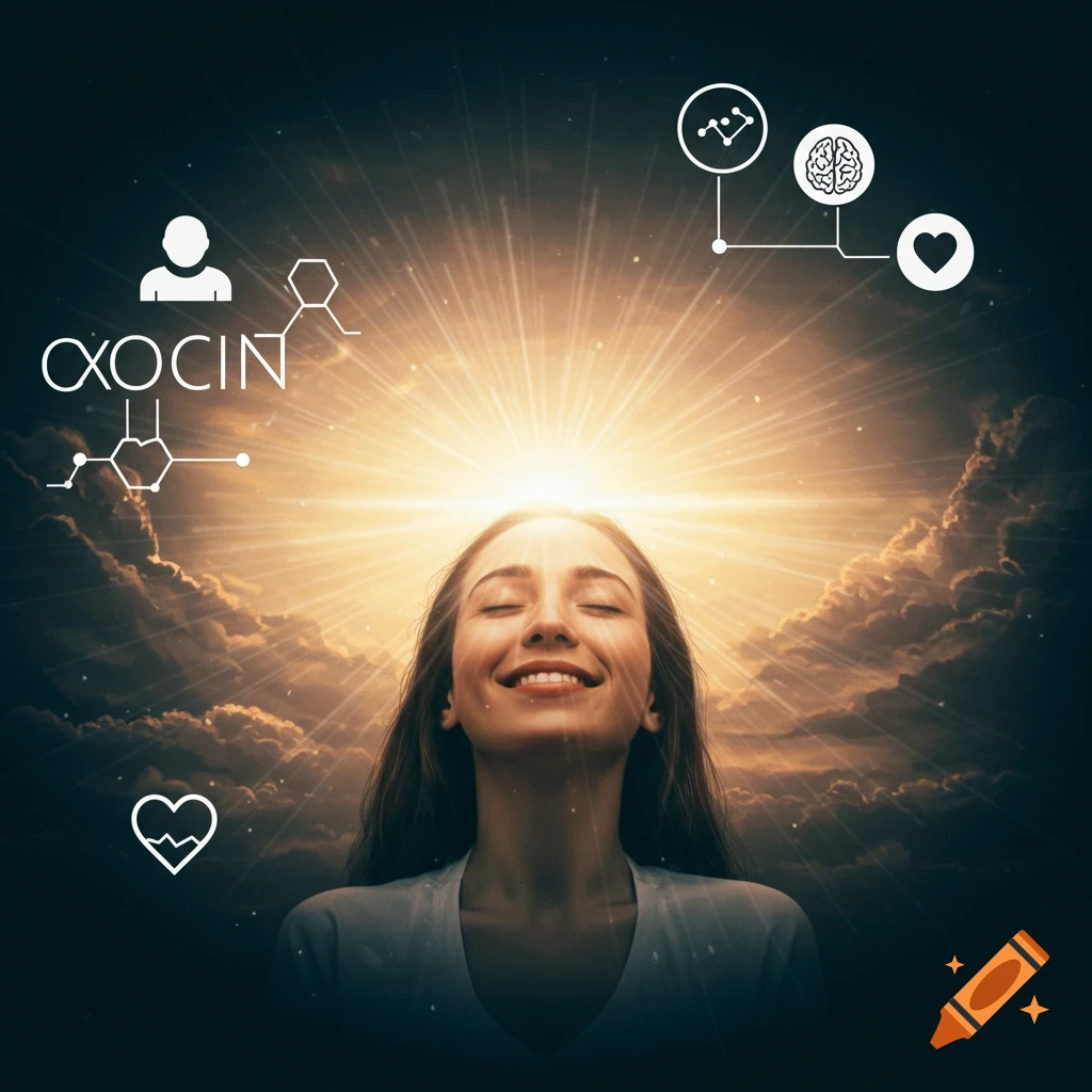 Person surrounded by positive energy with happiness symbols on Craiyon