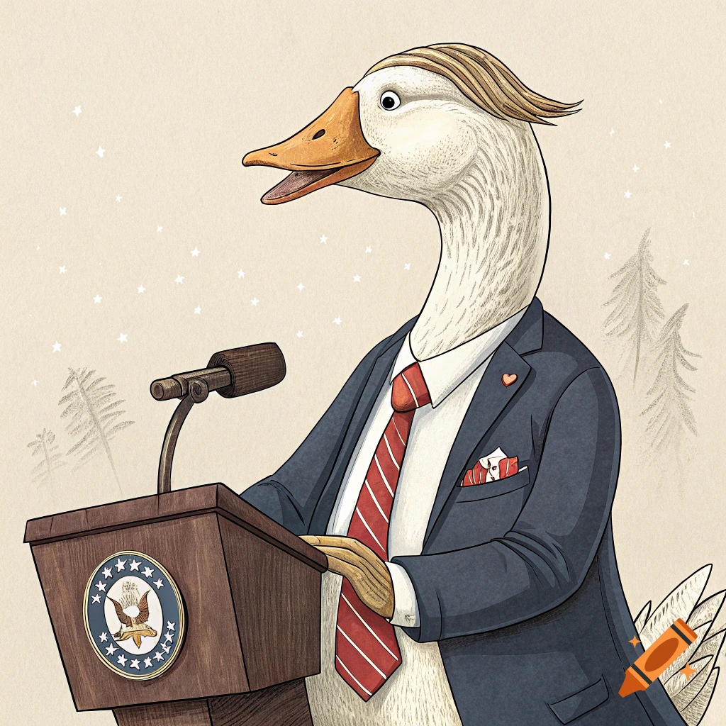 Donald Duck cartoon with Donald Trump head, angry. on Craiyon