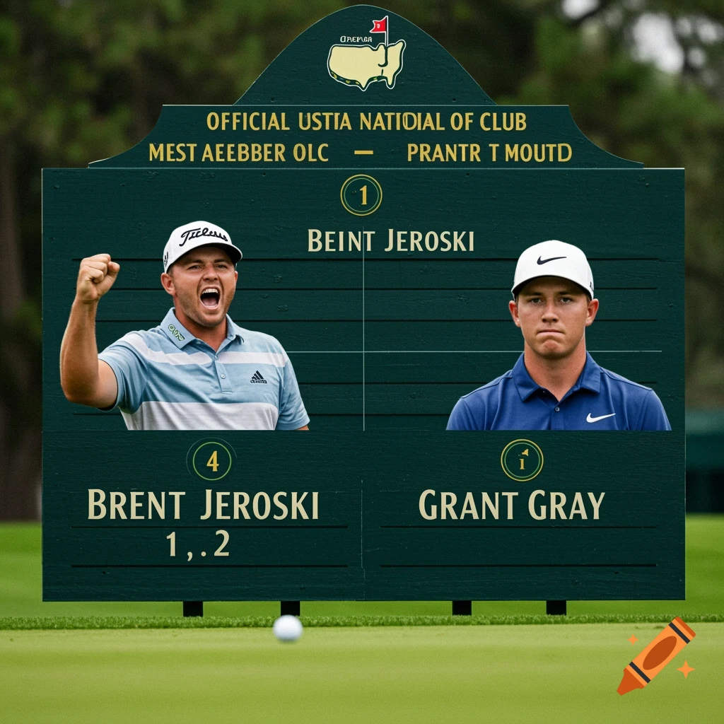 Augusta Masters leaderboard with Brent Jeroski in first and Grant Gray ...