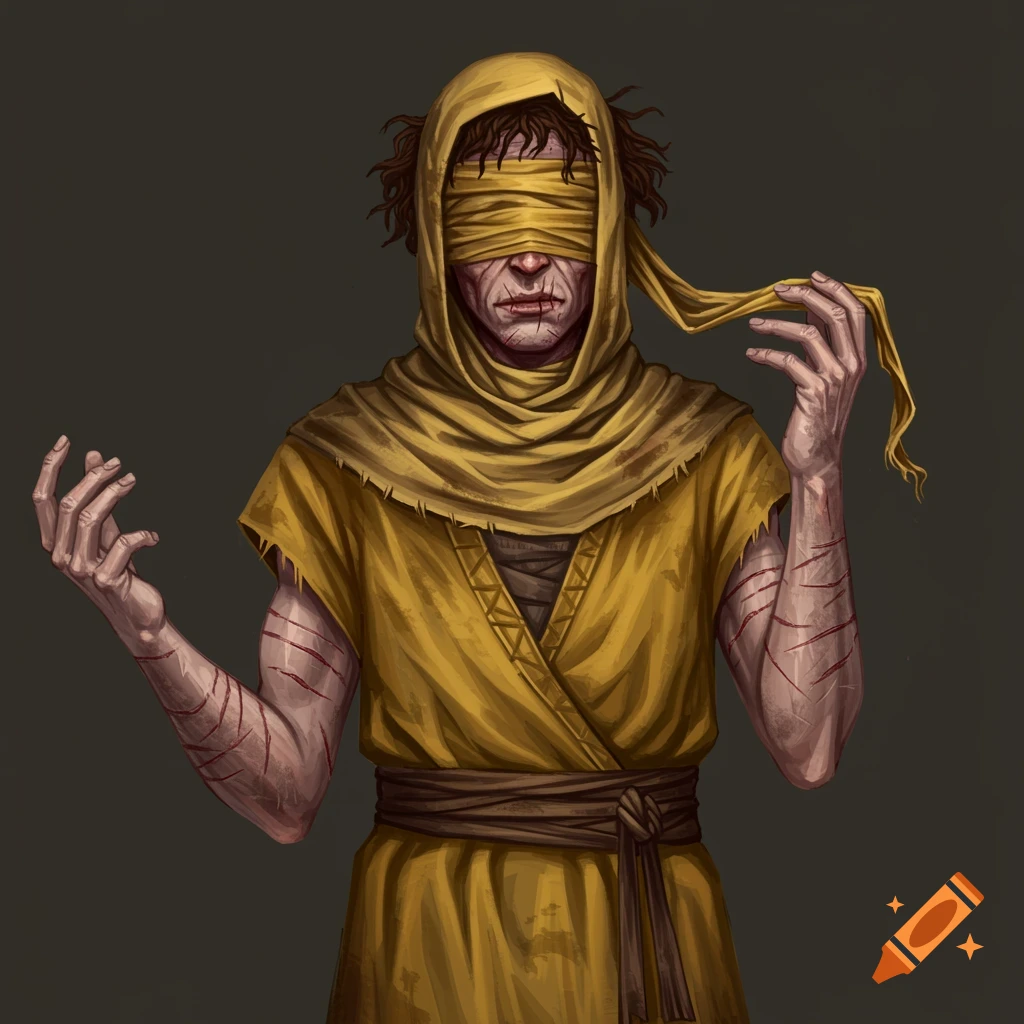 God avatar as humanoid mole in white and gold robes holding a shovel ...