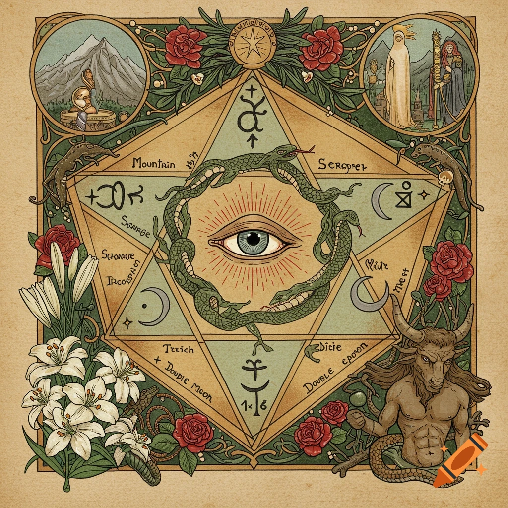 Alphonse Mucha style fantasy illustration of an ethereal androgynous ...