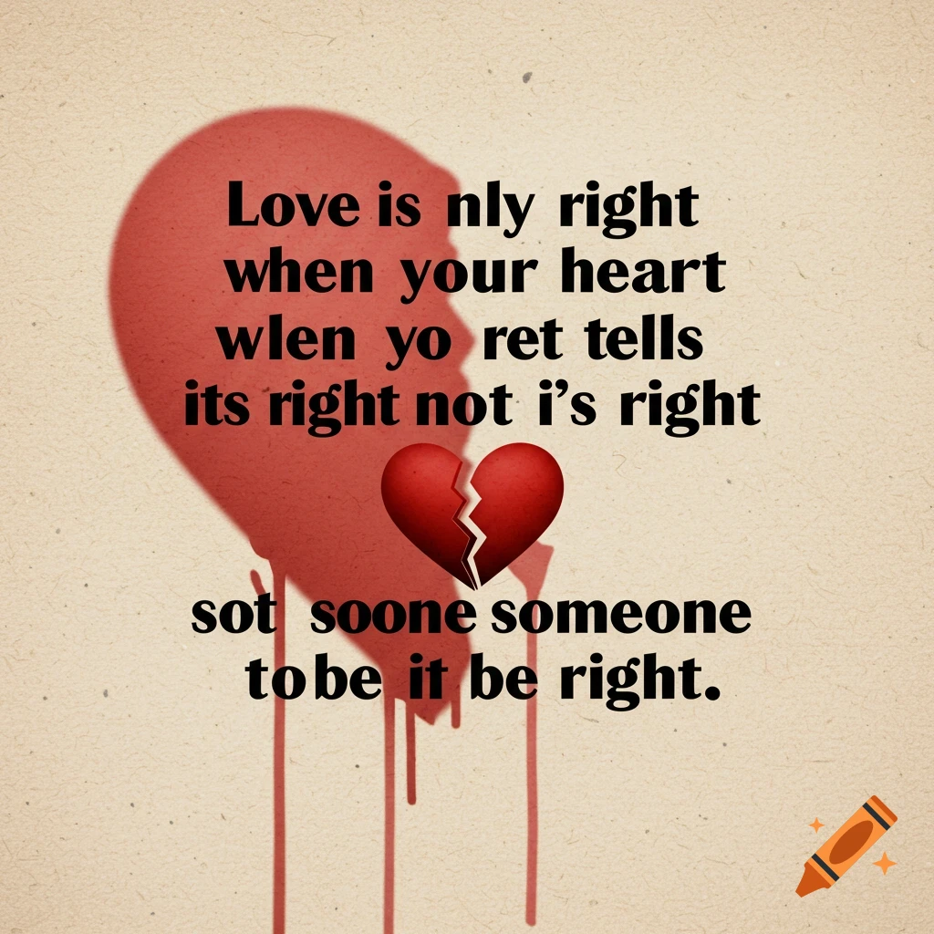 Broken heart with quote about love on Craiyon