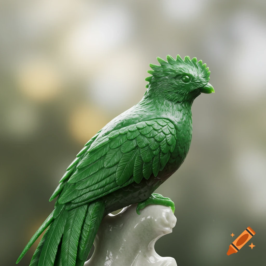 Quetzal made of jade style on Craiyon
