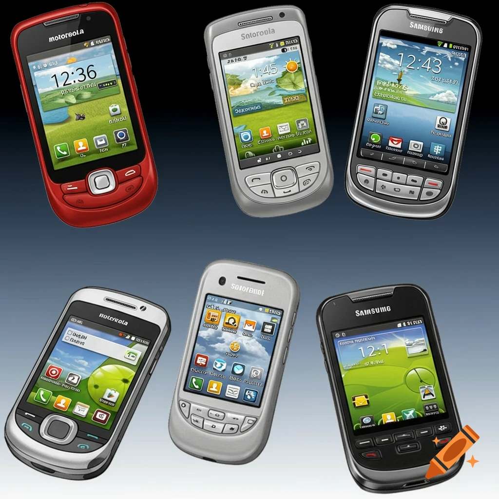 Motorola, HTC, Samsung, LG, and Kyocera Android phones from 2010 on Craiyon