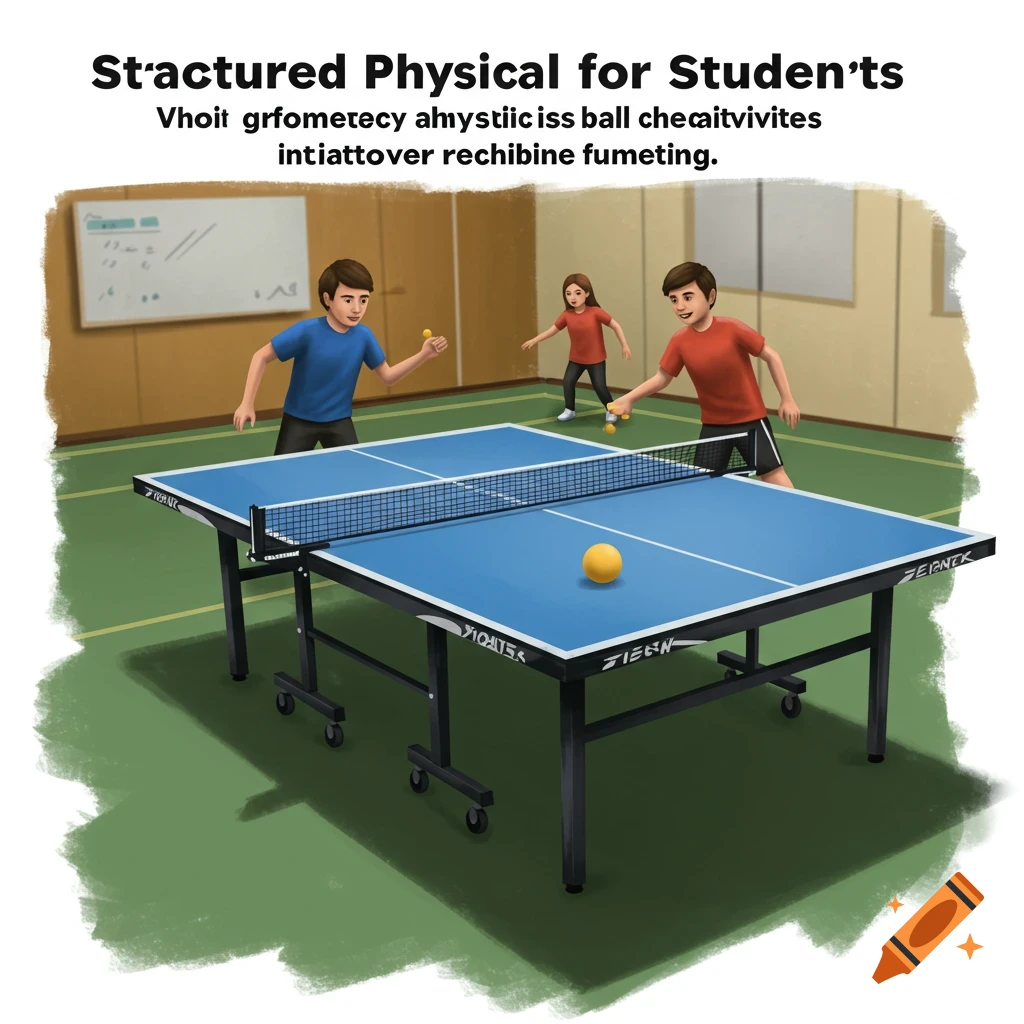 Table tennis training for students improving cognitive skills on Craiyon