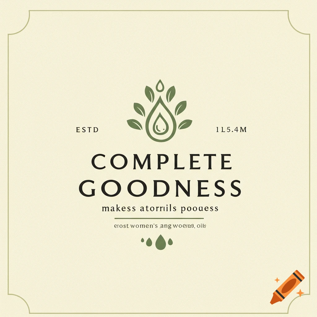 Complete Goodness logo, women's natural oil products on Craiyon