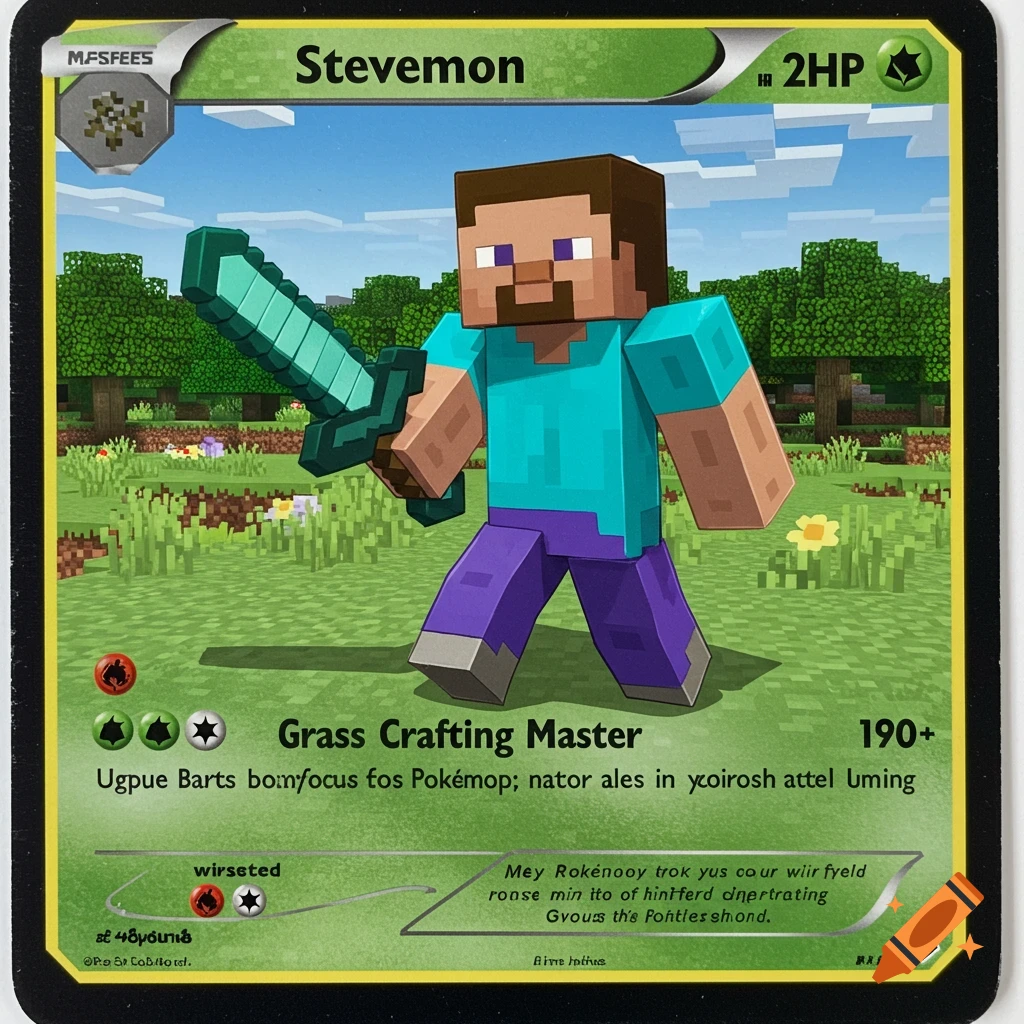 Minecraft Steve as a Pokemon card on Craiyon