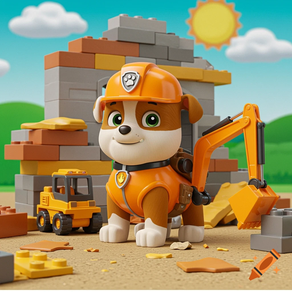 Paw Patrol Rubble character on Craiyon