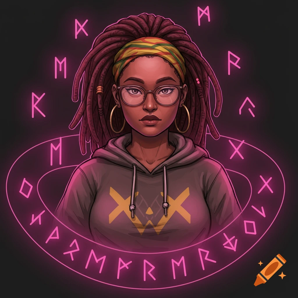 Portrait of a young Black woman with dreadlocks, glasses, and hoodie ...