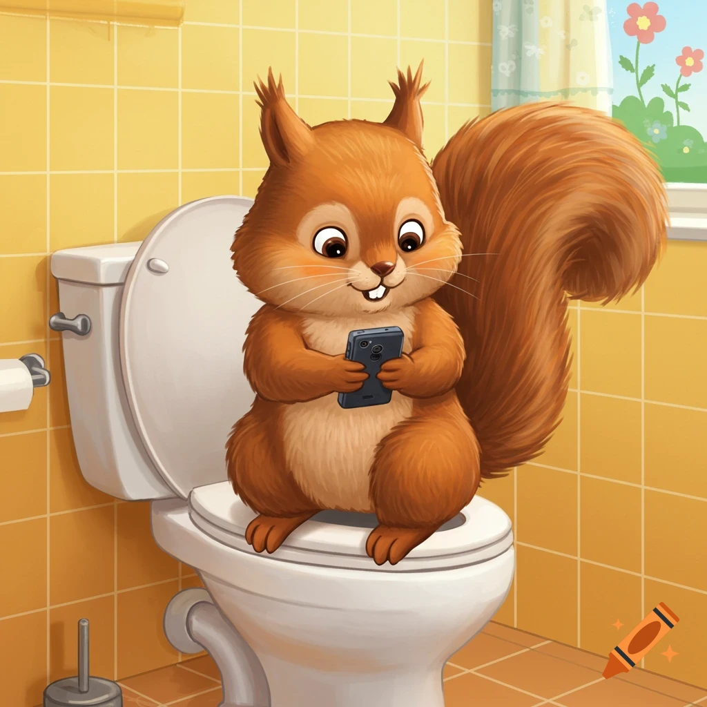 Baby amusingly playing with toilet, humorous scene on Craiyon