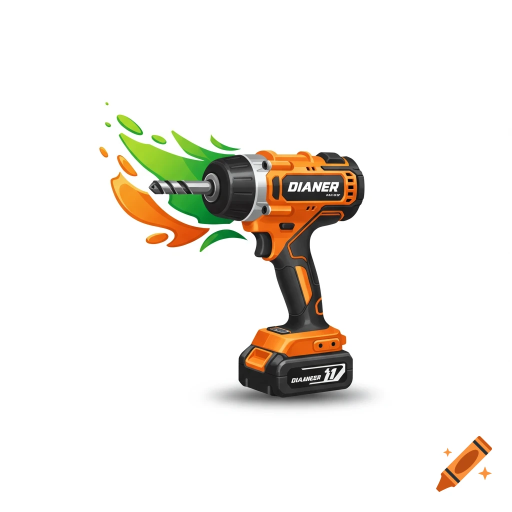 Cordless power tool brand logo with green, orange, and purple colors on ...