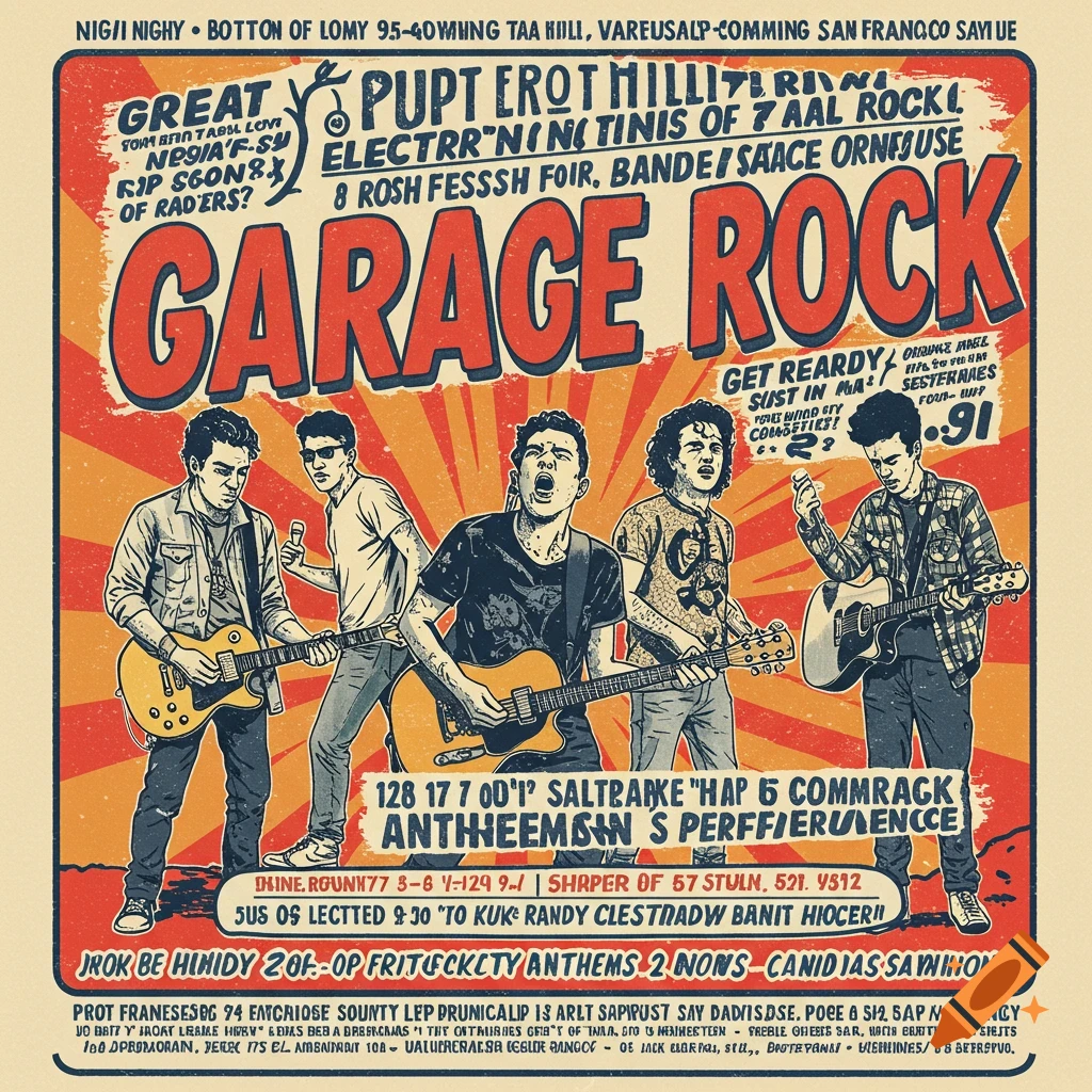 Flyer for Garage bands at Bottom of the Hill, San Francisco, punk rock ...