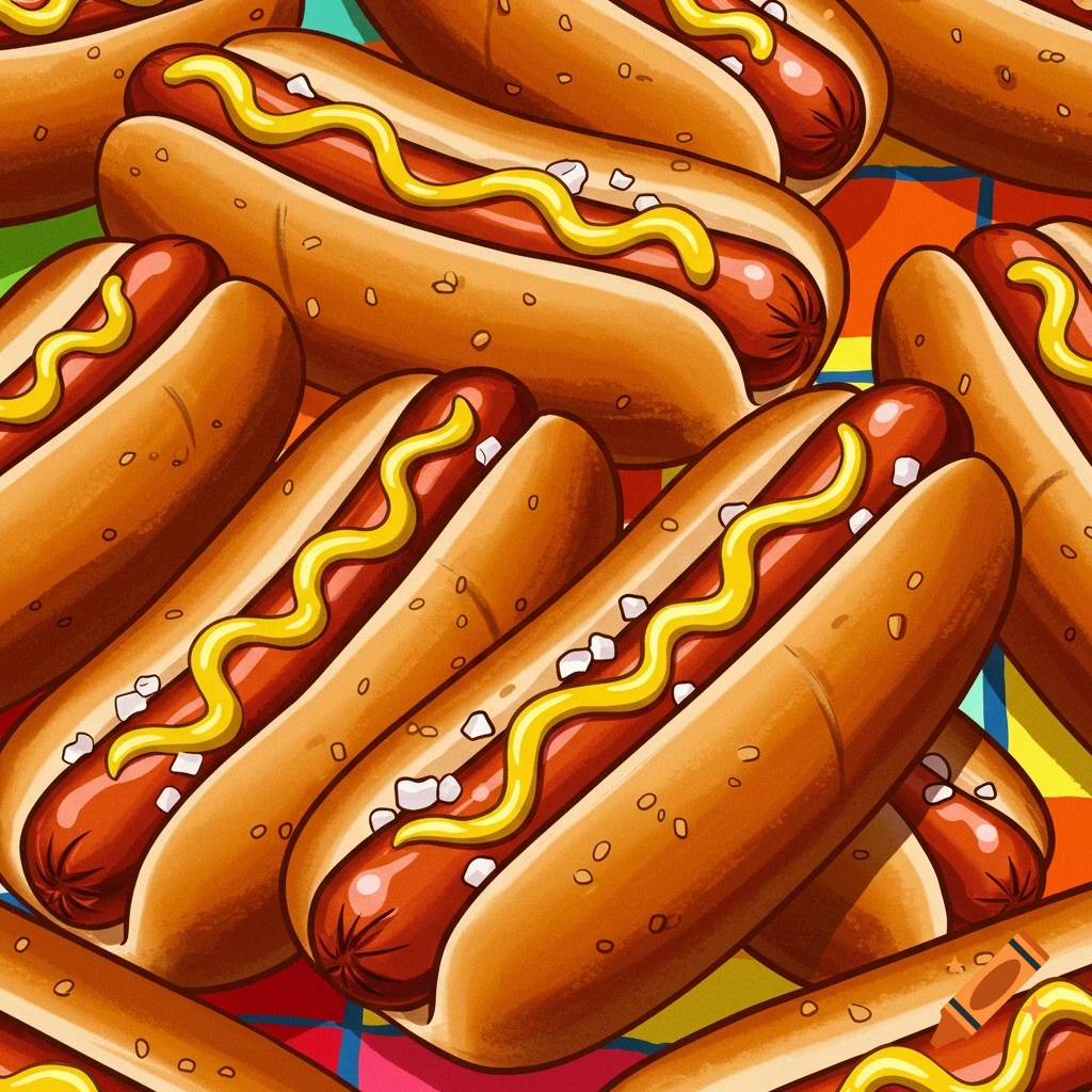 Hot dog festival with a variety of delicious hot dogs on Craiyon