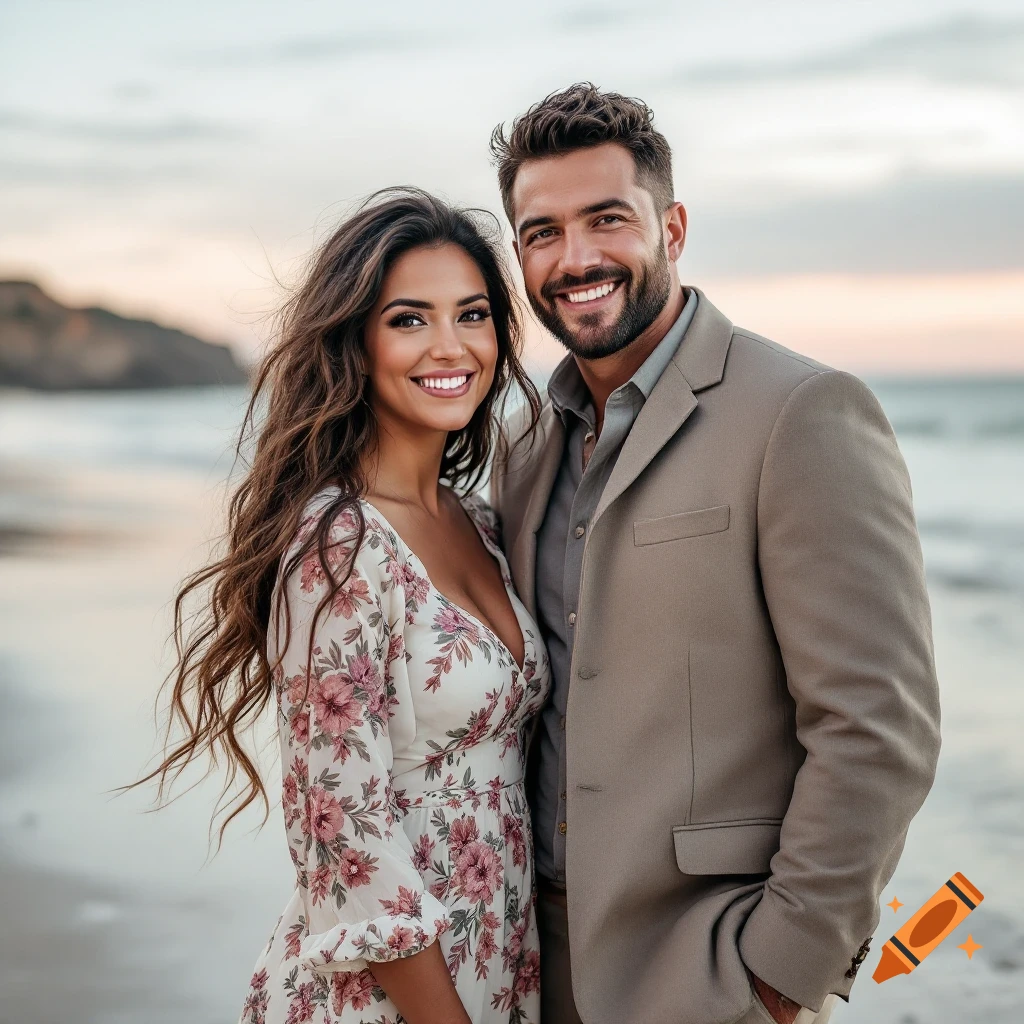 Photorealistic image of Davina Claire and JJ Maybank as a couple on Craiyon
