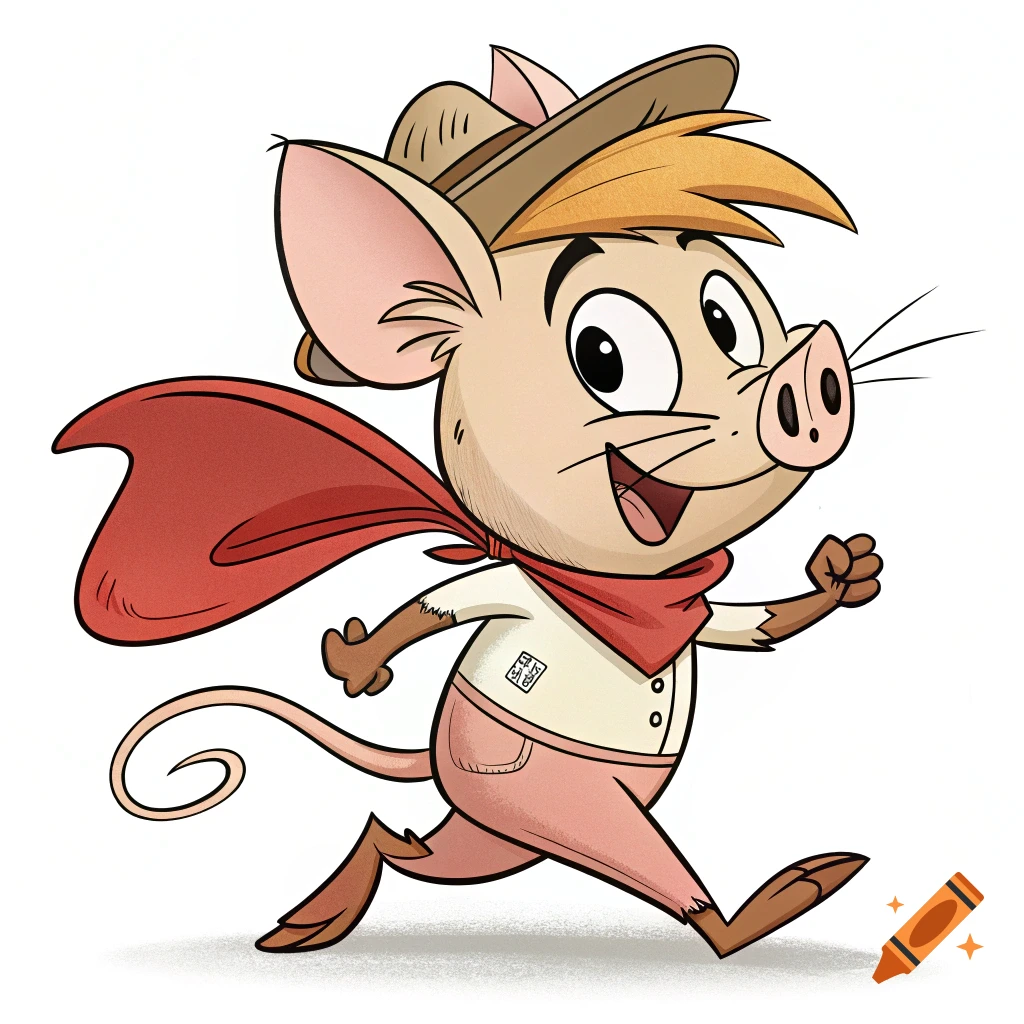 Cartoon of Captain Underpants in red cape and white underwear, running ...