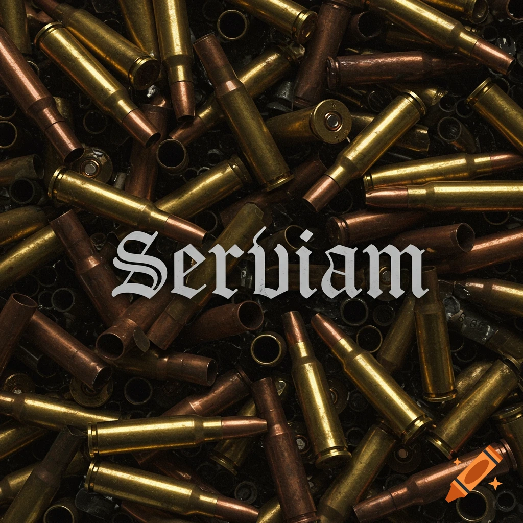 Spent shell casings with the word Serviam on Craiyon