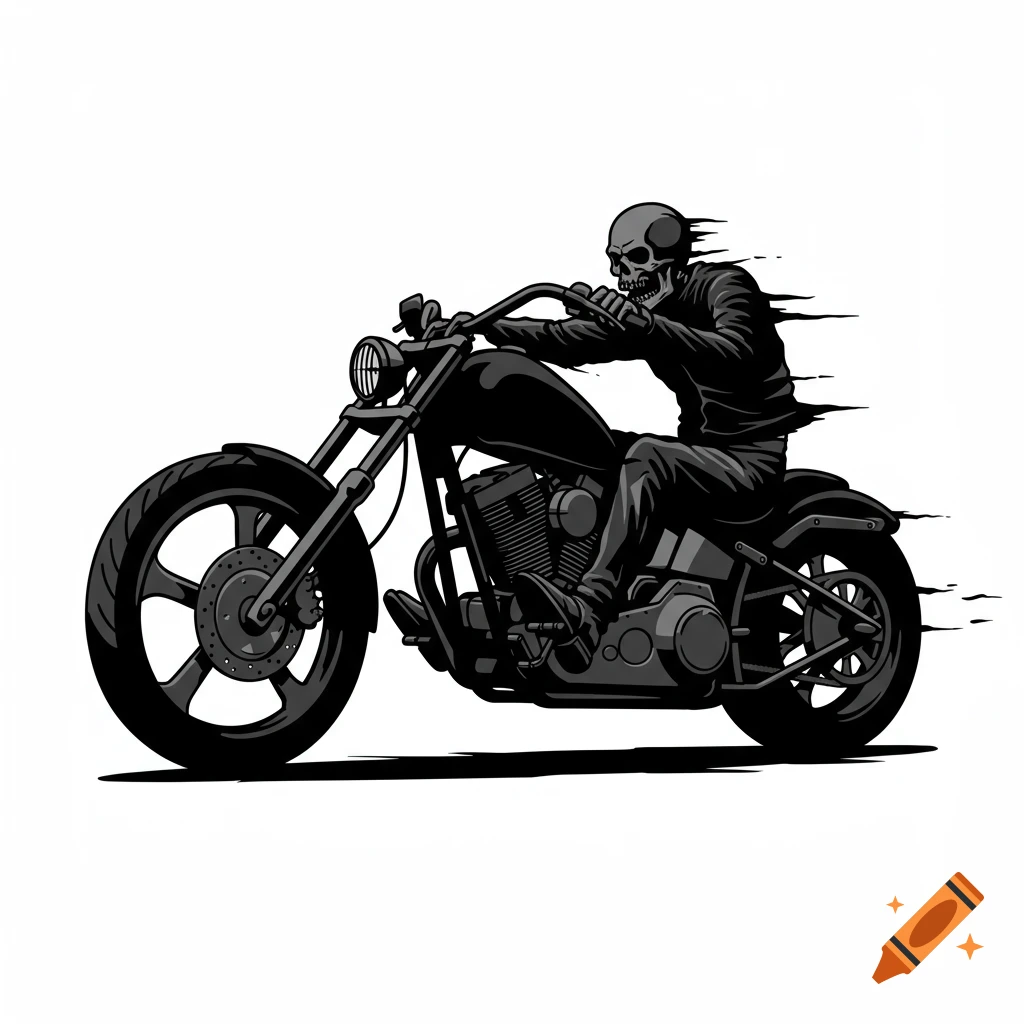 Skeleton riding motorcycle logo on Craiyon