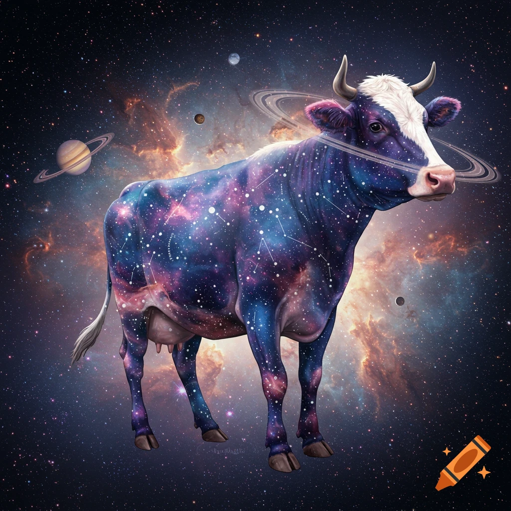 An illustration of a donkey with a body covered in a starry galaxy ...