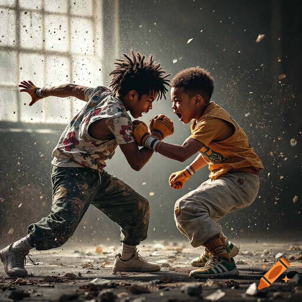 Matt Ox and Tyler the Creator in a staged fight on Craiyon