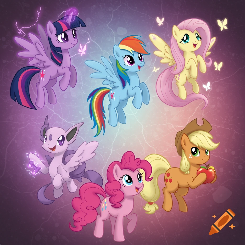 My Little Pony Characters Styled as Pokemon. created on Craiyon