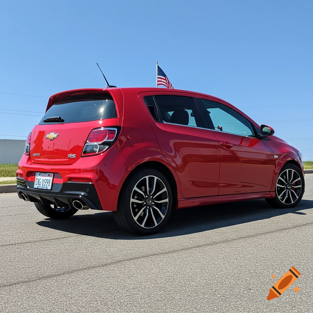 2017 patriotic red Chevy Sonic RS LT hatchback on Craiyon