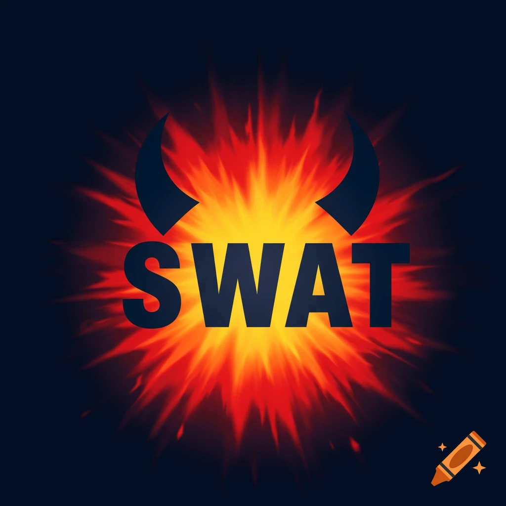 SWAT logo with bleeding halo and devil horns on Craiyon