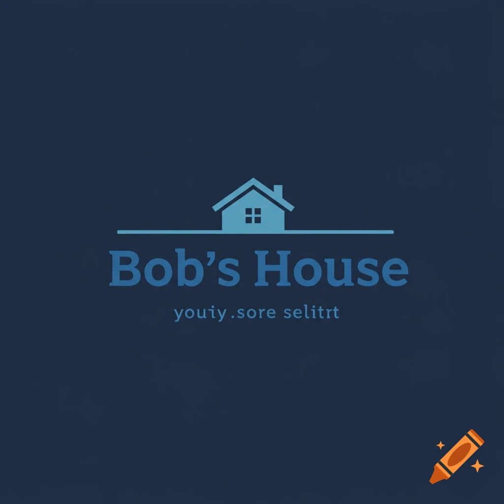 Logo for Bob's House with a house icon on a dark background. on Craiyon